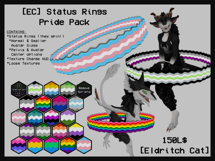 Second Life Marketplace - [Eldritch Cat] Status Rings: Pride Pack